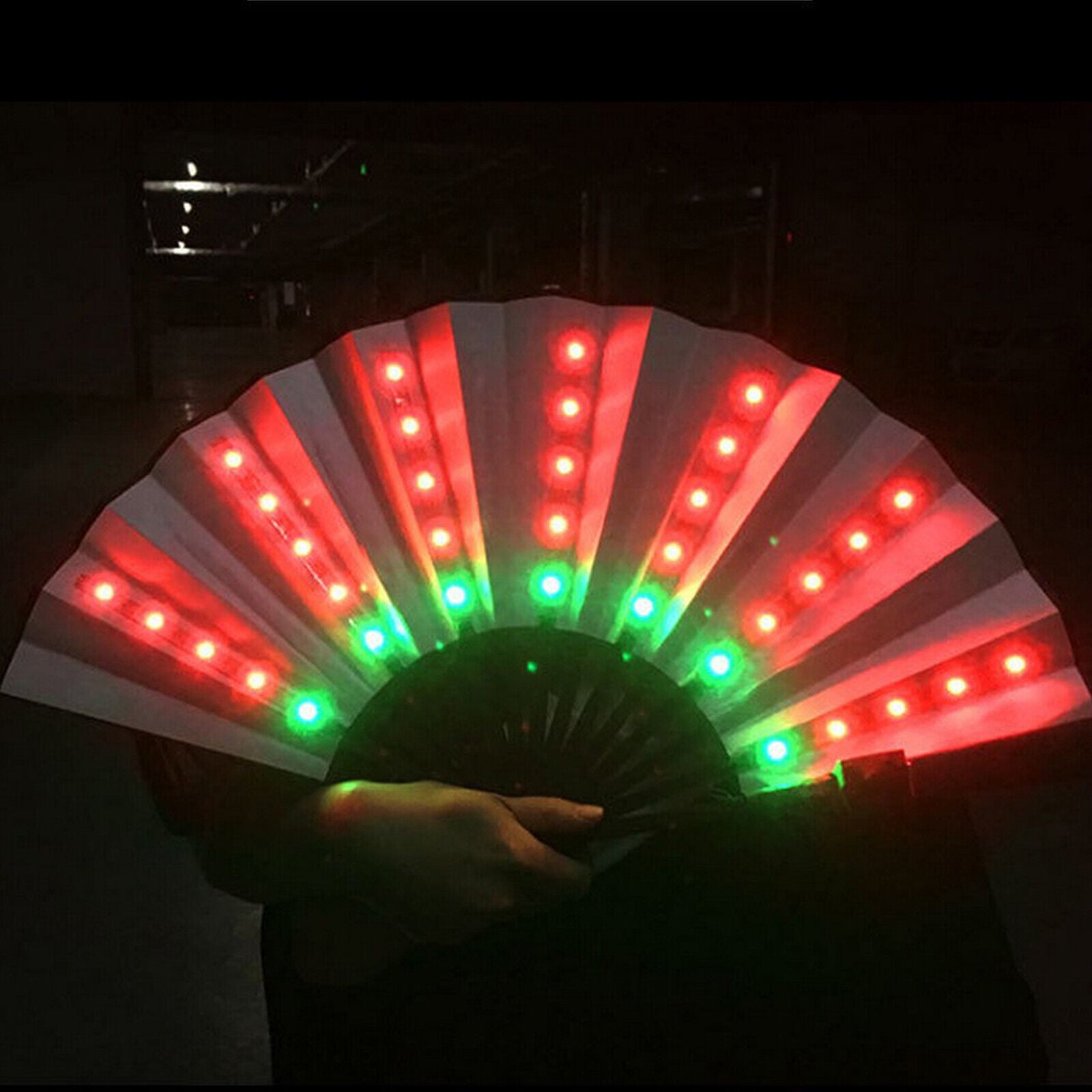 LED Chinese Hand Held Folding Fan Light Colorful Party Folding Fan w ...