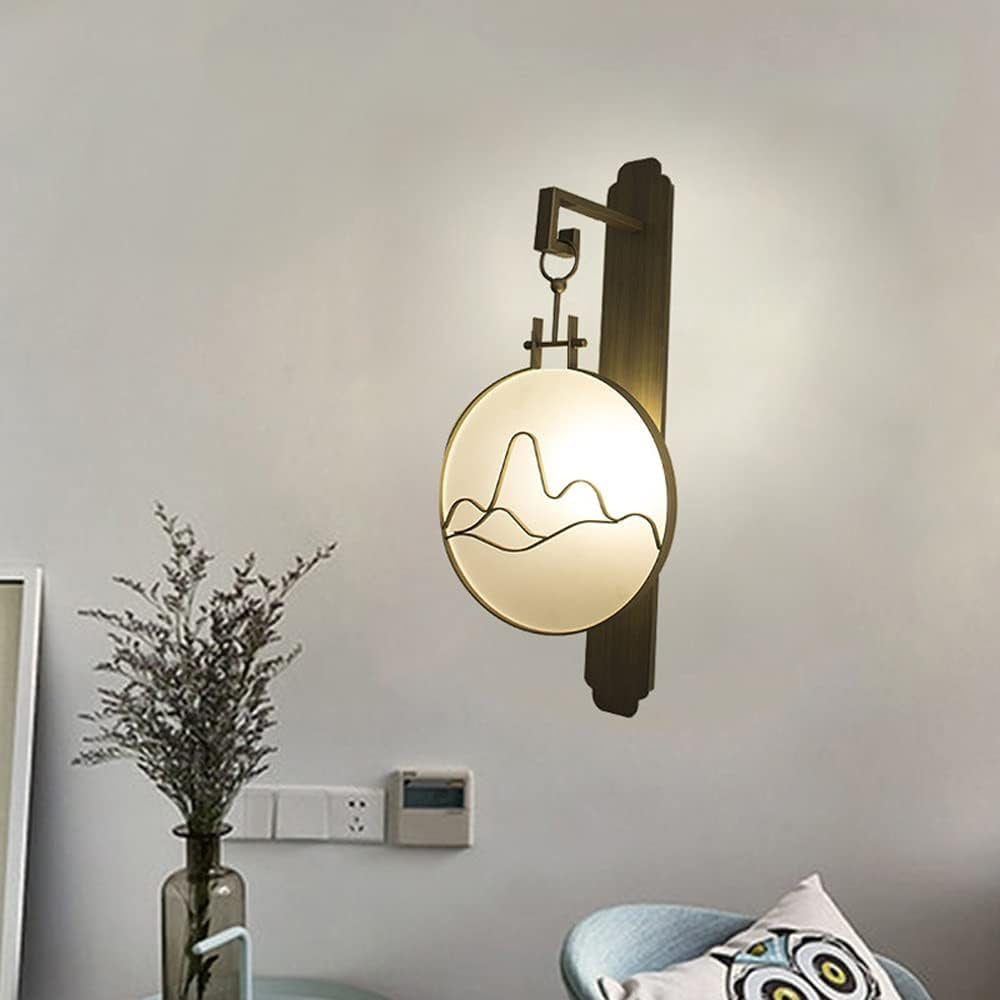 LED Chinese Style Solid Wood Wall Lamp Acrylic Lampshade Classical Wall ...