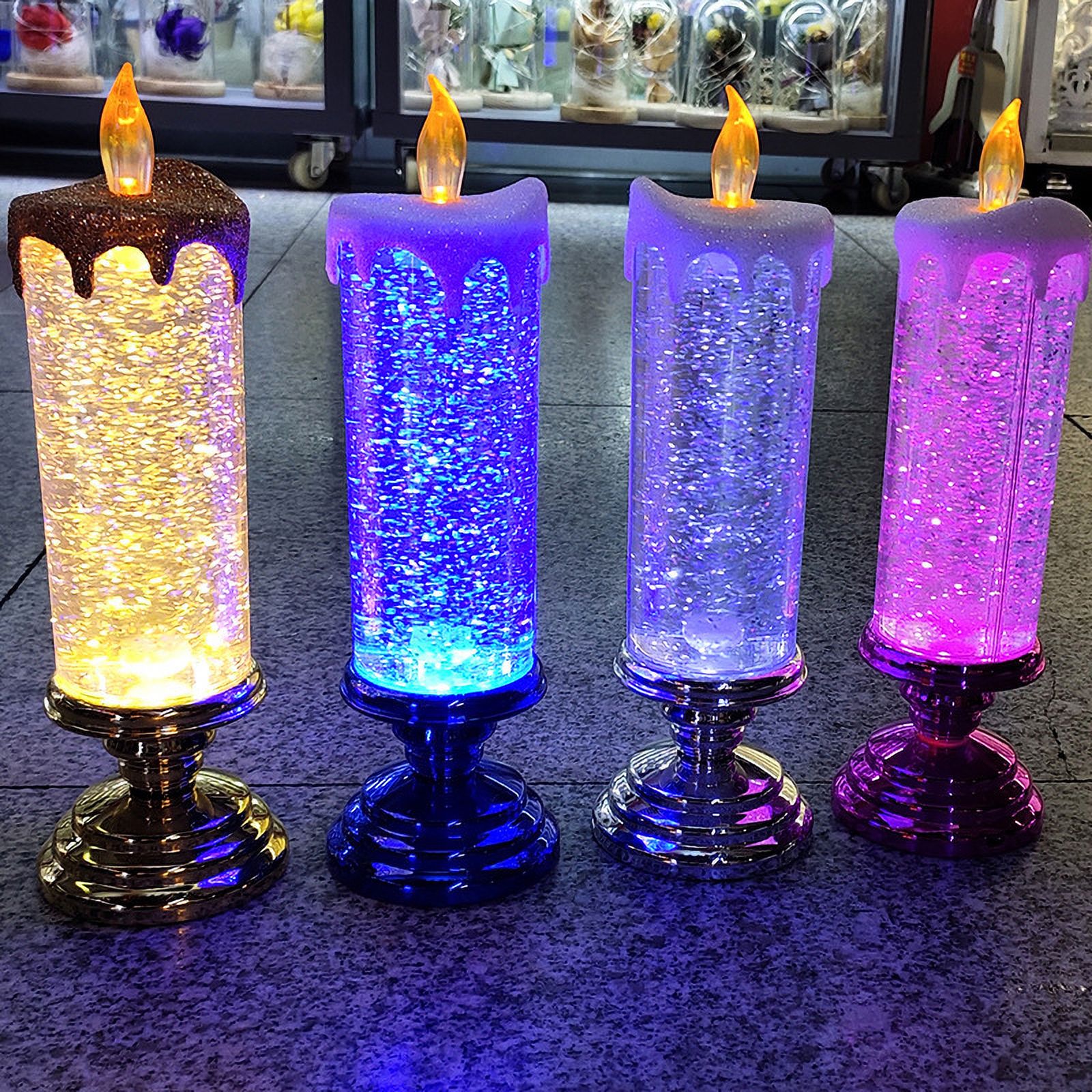 LED Christmas Candles,USB Rechargeable Color Changing Waterproof ...