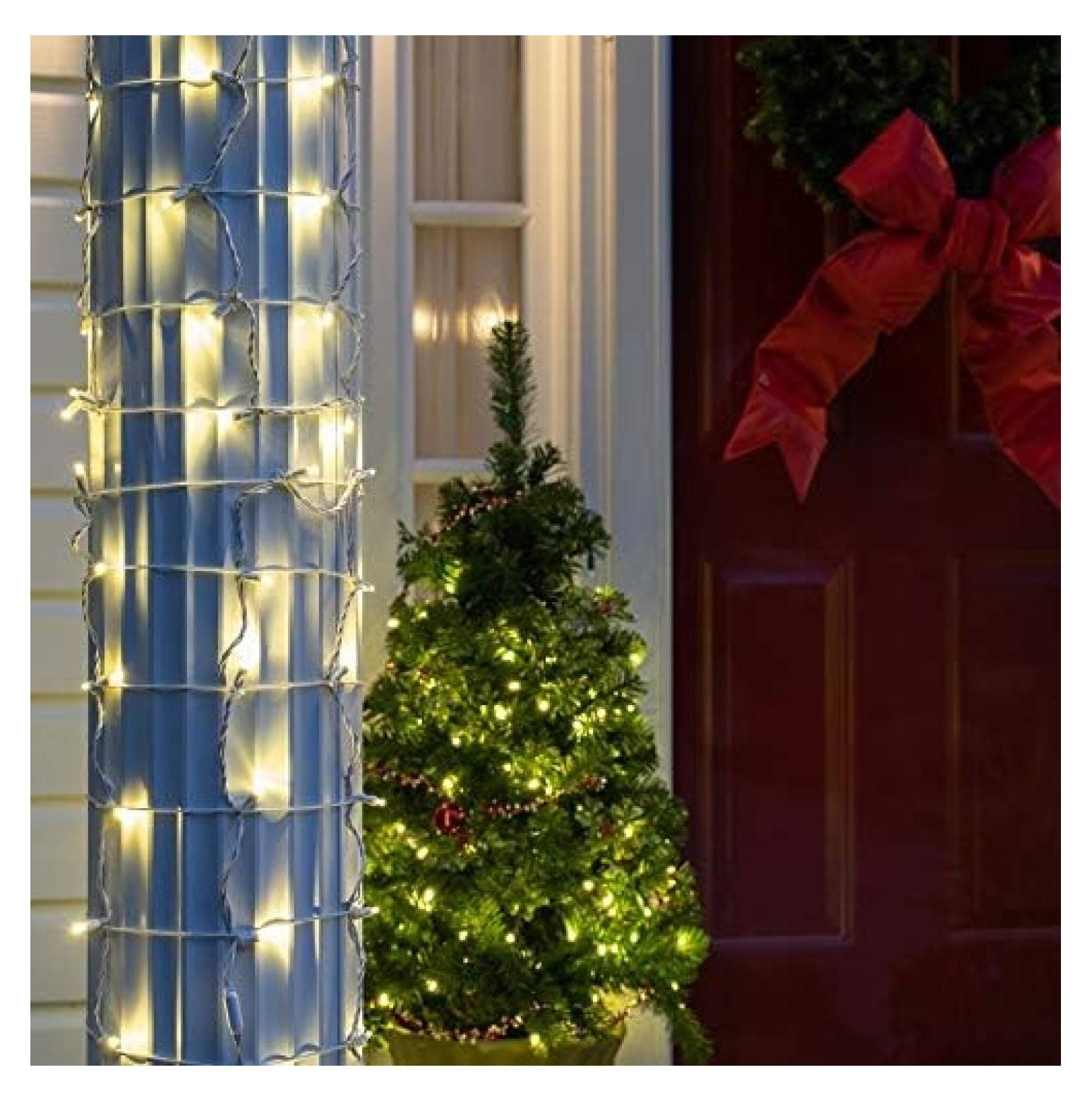 LED Christmas Column Wrap Lights - 50 Warm White StretchNet Pro, 20"x45 ...