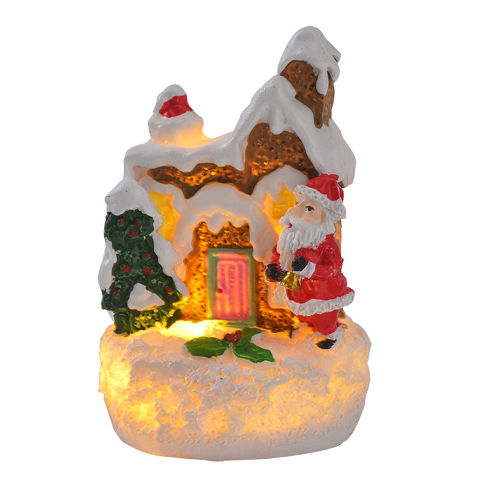 LED Christmas Gingerbread House Ornament Resin Winter Village House ...