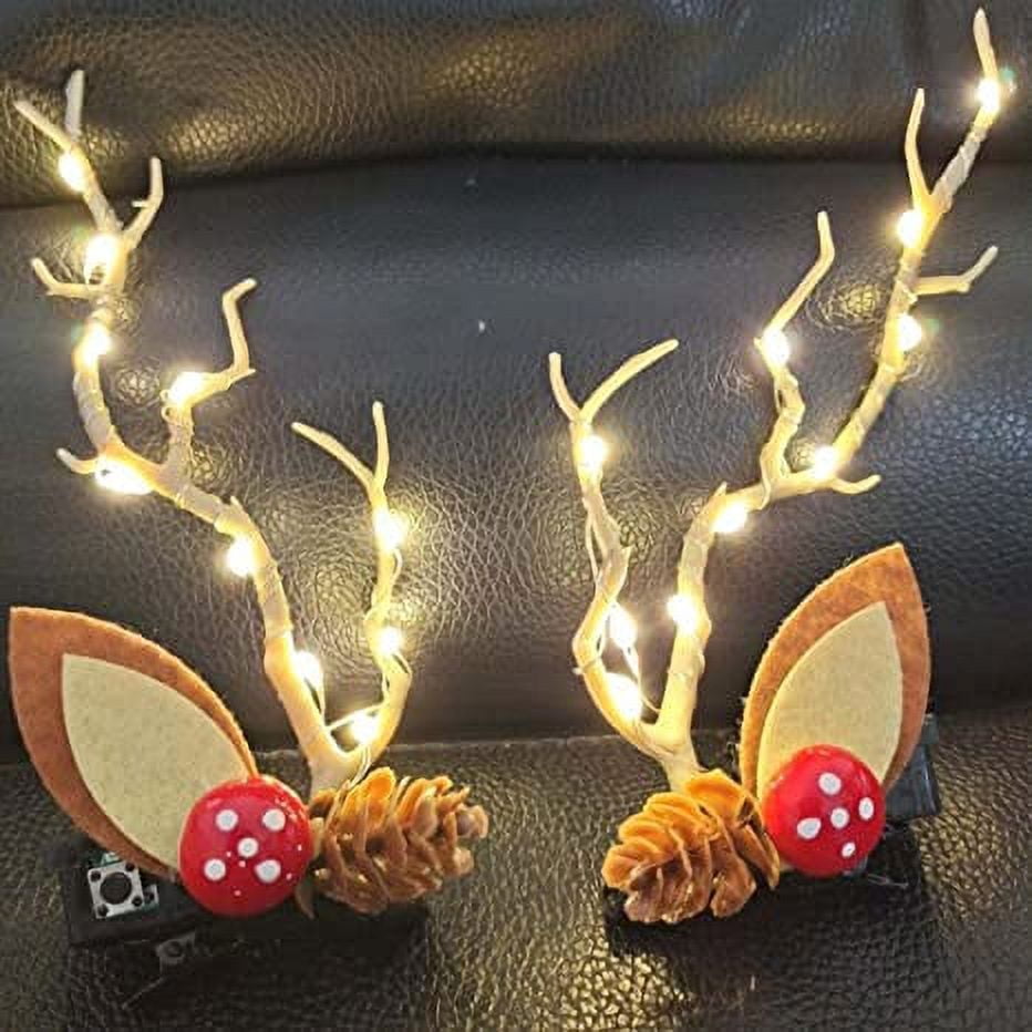 LED Christmas Hairpins Light Reindeer Antlers Xmas Hair Clips Party ...