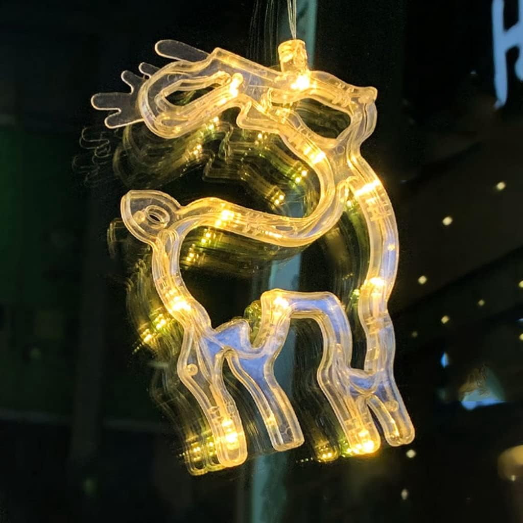 LED Christmas Hanging Window Light with Suction Cup Battery Operated ...