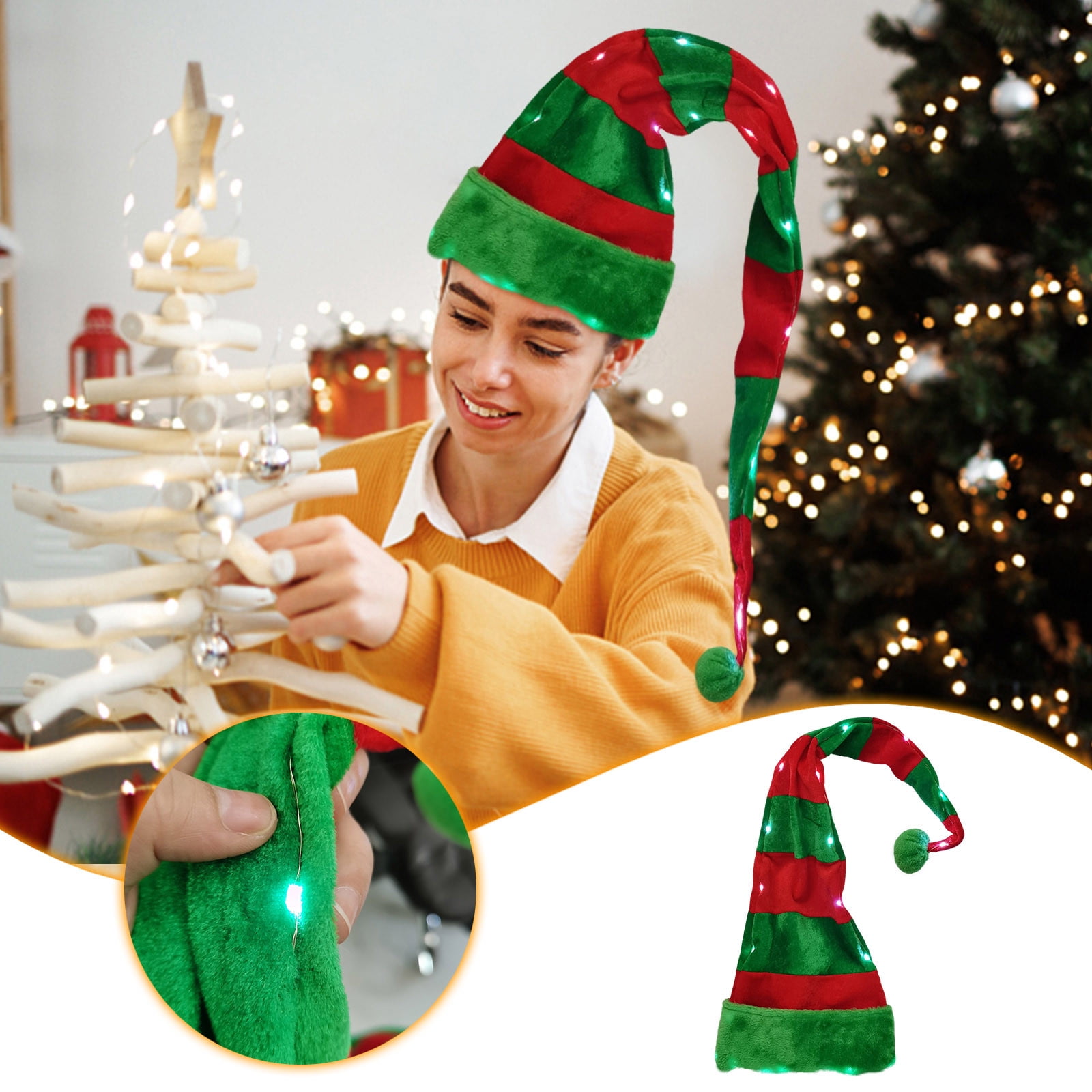 LED Christmas Hat under $5! Yannianjz LED Christmas Hat, Light Up Santa ...