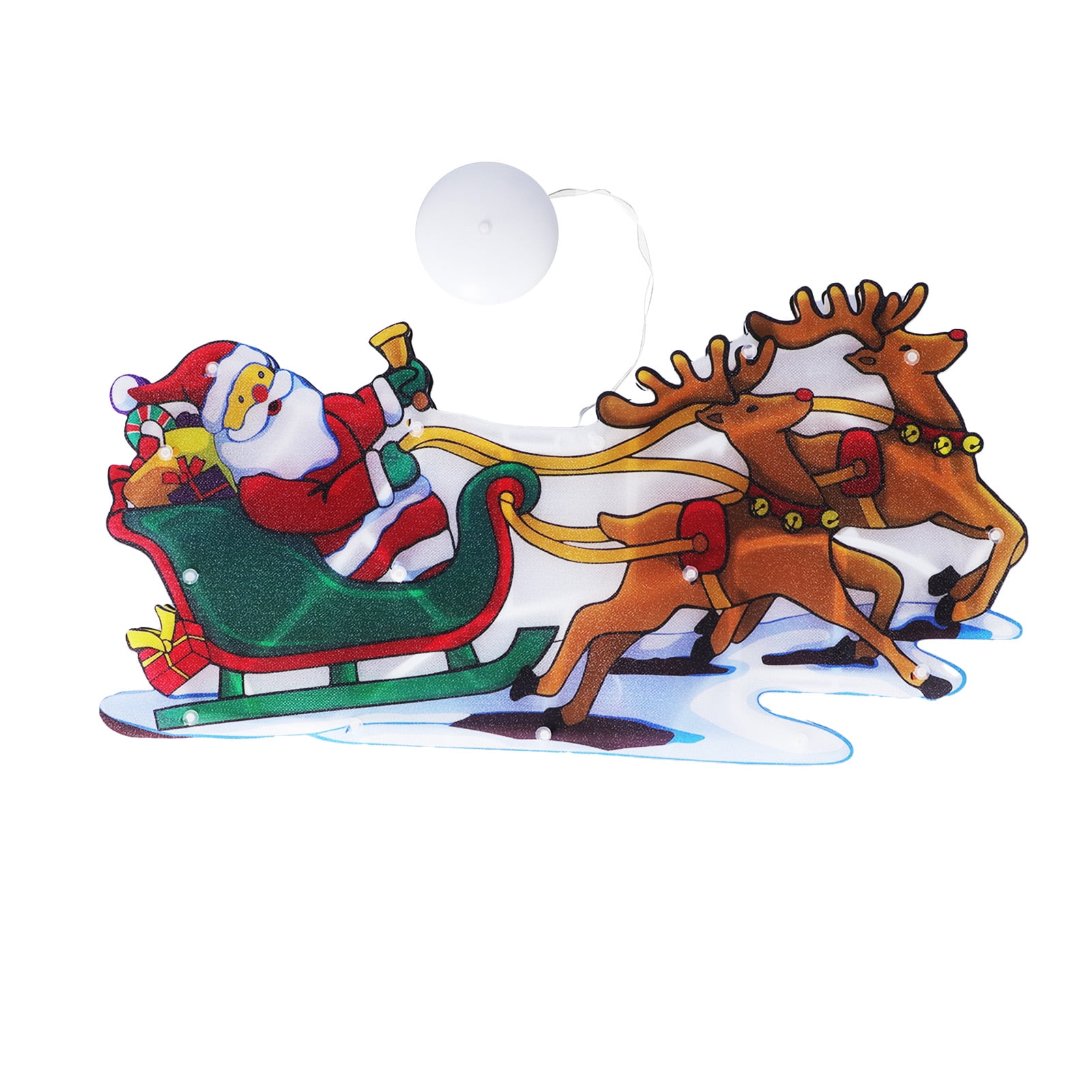 LED Christmas Light Sled Santa Claus Pattern Window Hanging Lamp ...