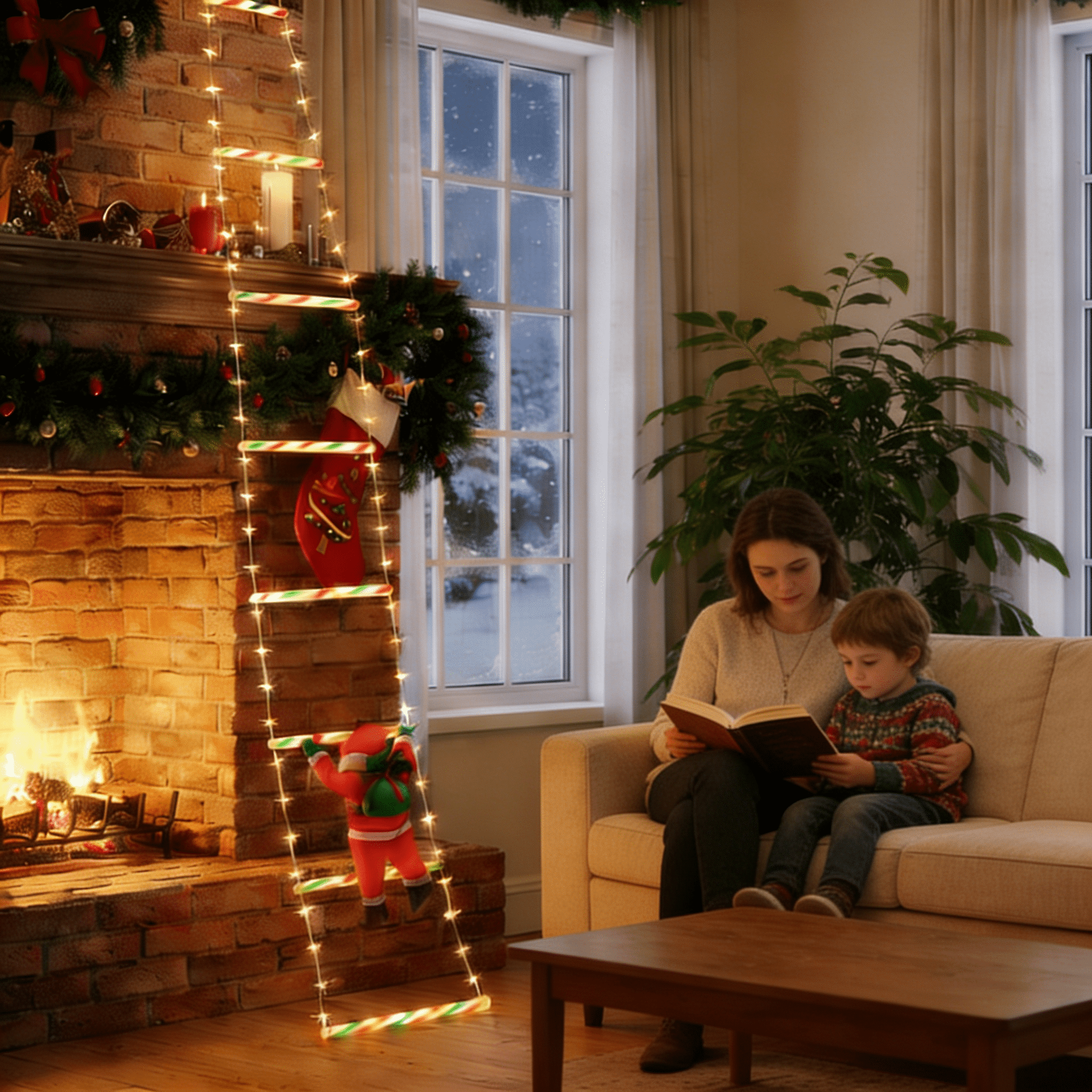 Christmas Ladder Lights, 10 FT Climbing Santa LED String Lights for ...