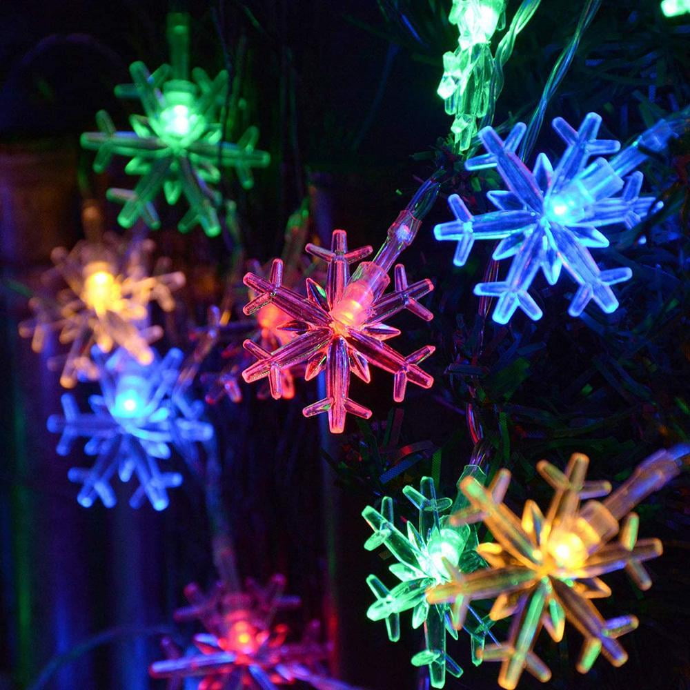 LED Christmas Lights Snowflake String Lights 10ft 20 LED Fairy Lights ...