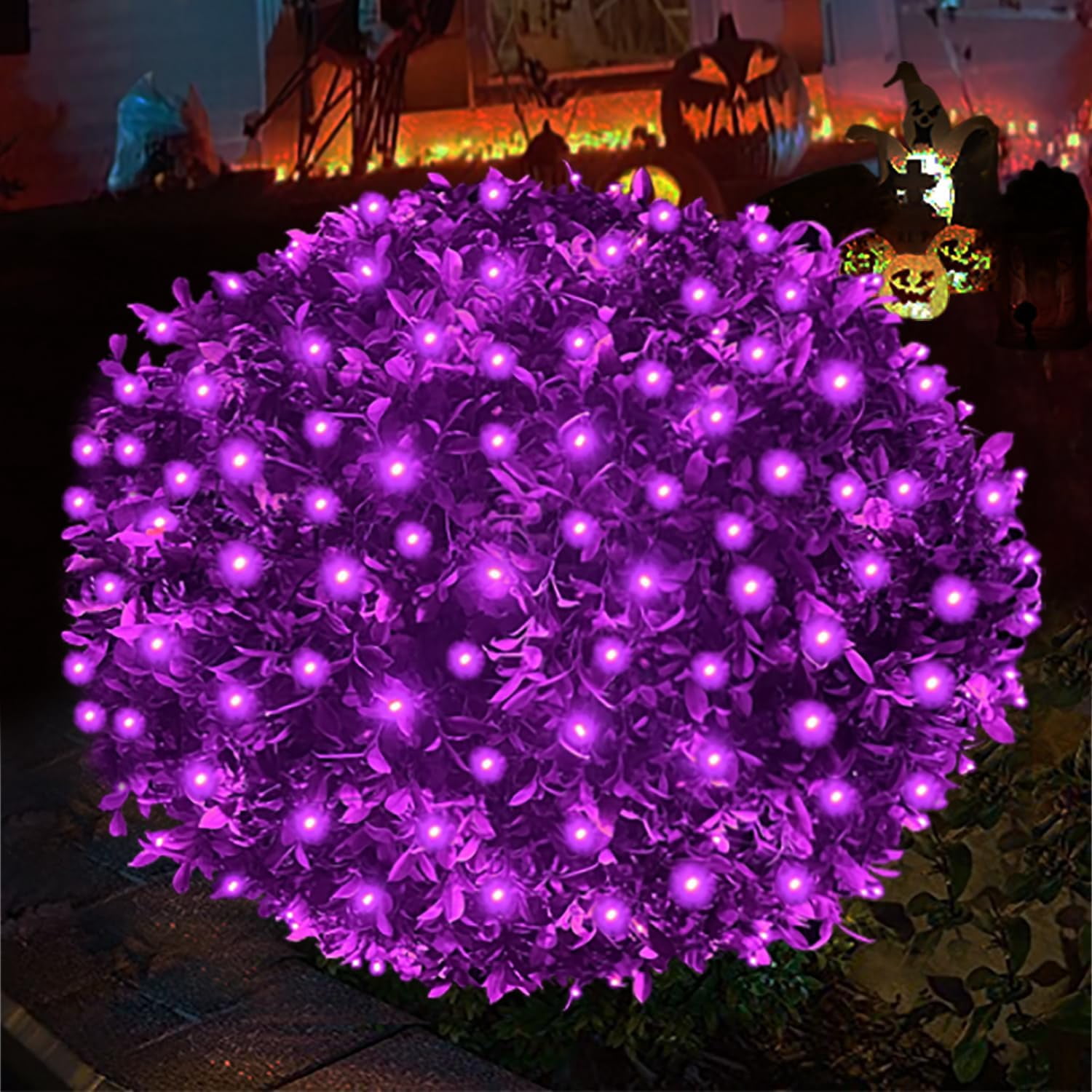 LED Christmas Net Lights Outdoor, 5ftx5ft 100LED Green Wire ...