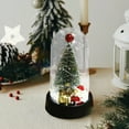 LED Christmas Tree Cloche Glass Dome 6" Snowman Display Decorative Bell ...
