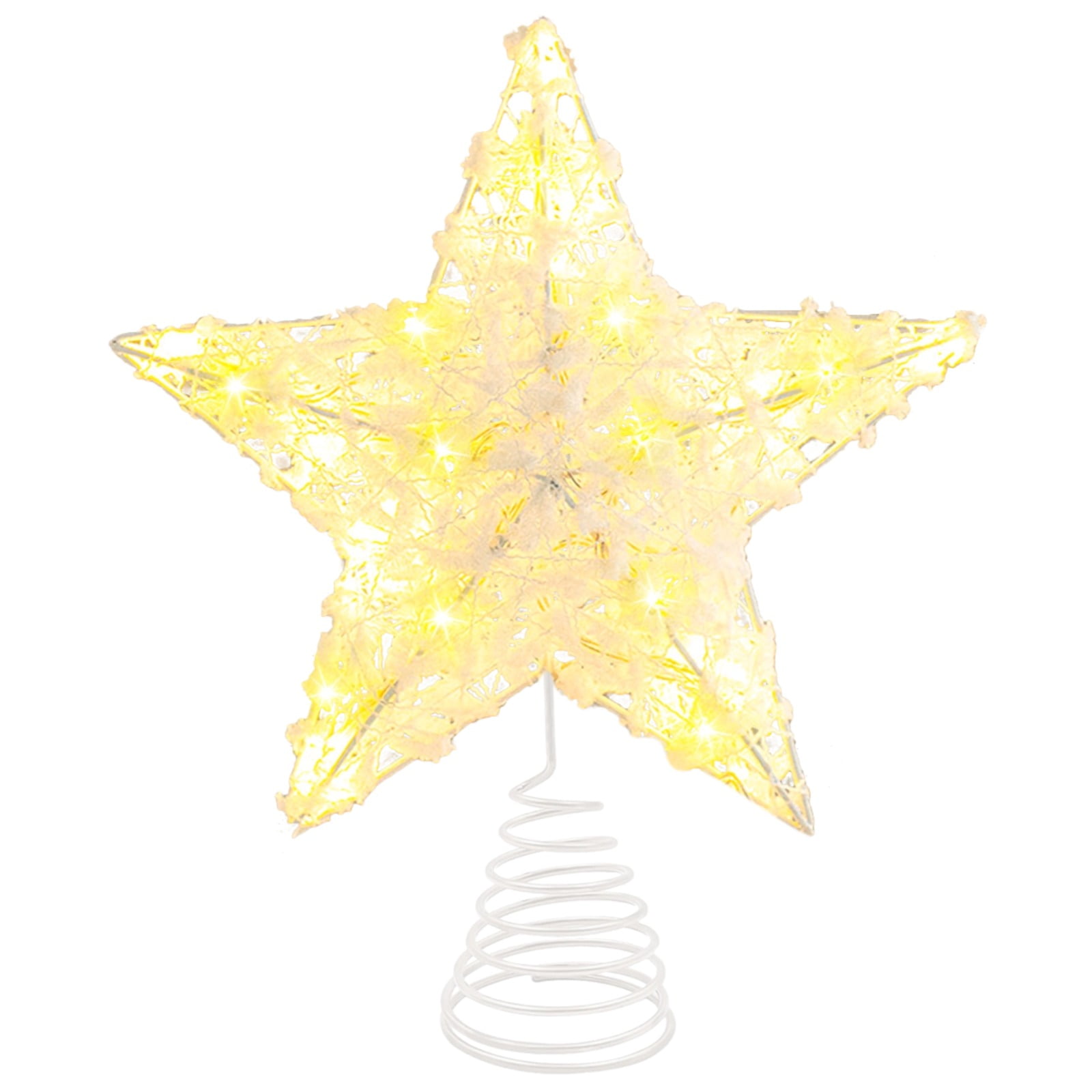 LED Christmas Tree Topper Star, 20 Warm White Lights Metal Tree Top ...