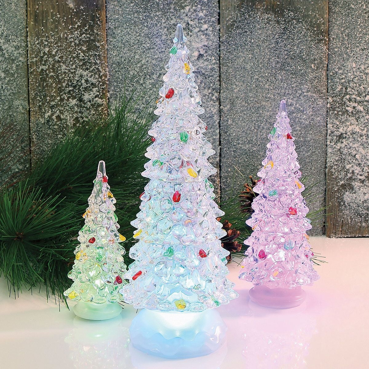 Current LED Christmas Trees - Set of 3 Holiday Decor with Color ...