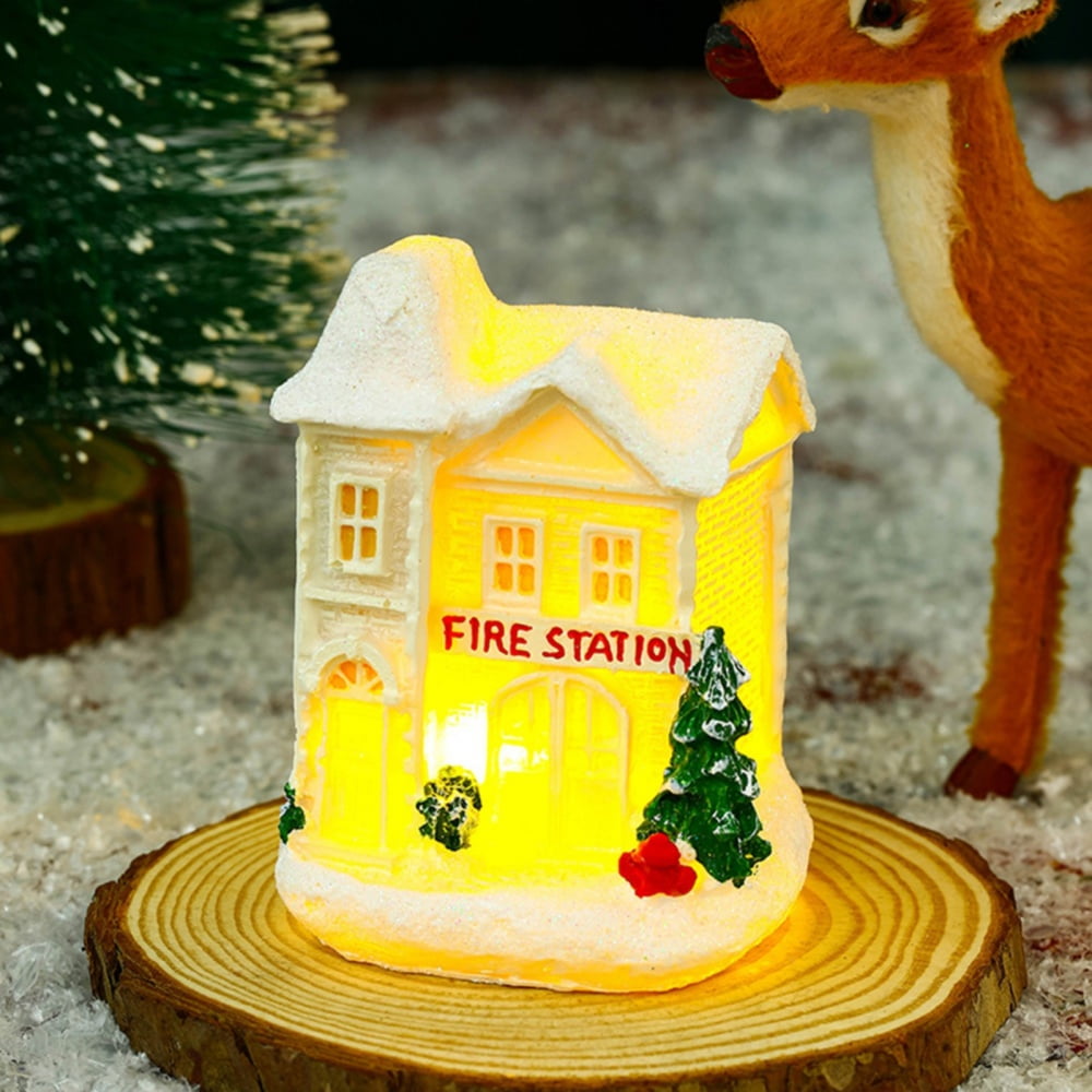 LED Christmas Village Set Lighted Xmas Village Houses Small Christmas ...