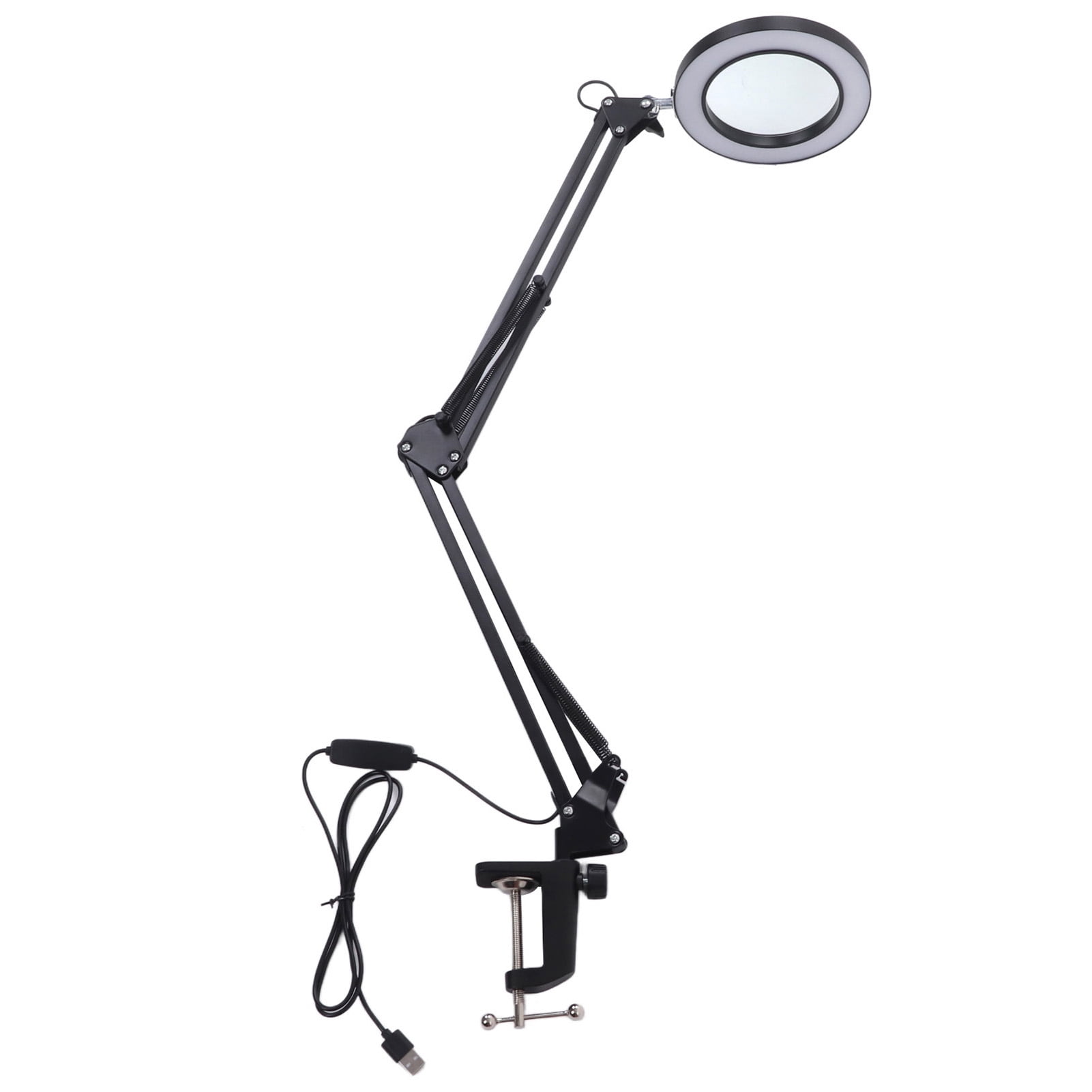 LED Clamp Light with 5X Magnifier Adjustable Brightness Workbench Lamp ...