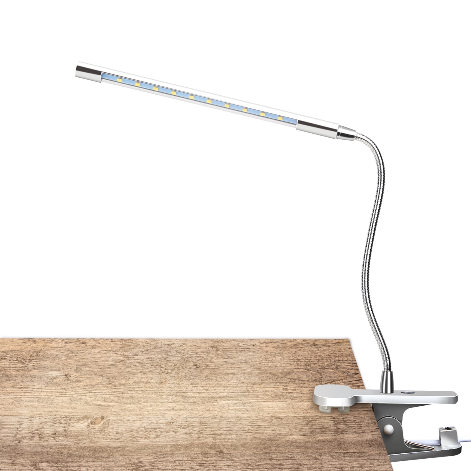 LED Clip On Desk Lamp Stepless Dimmer Kids Book Clamp Light with USB ...