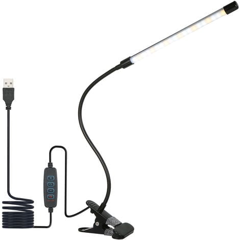 LED Clip-on Desk Lamp Dimmable Reading Lamp 3 Lighting Modes & 10 ...