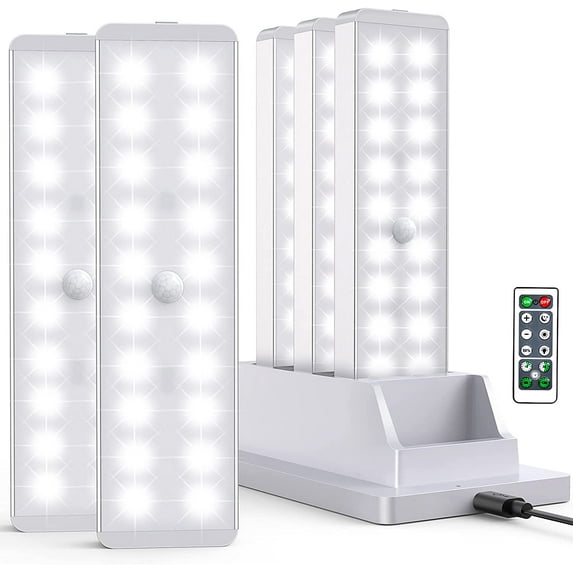 LED Closet Light with Charging Station, 5 Pcs Dimmer Recharable Motion ...