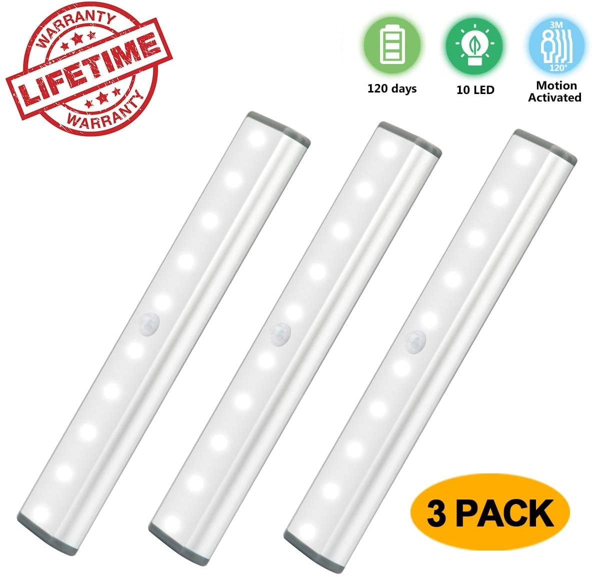 LED Closet Light Motion Activated, Cordless Under Cabinet Motion Sensor ...