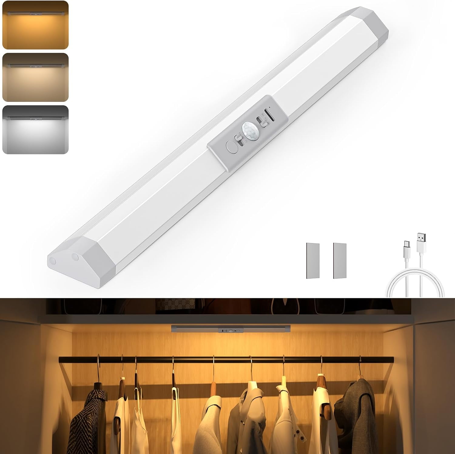 LED Closet Lights Motion Sensor with Eye-Protection,Rechargeable ...