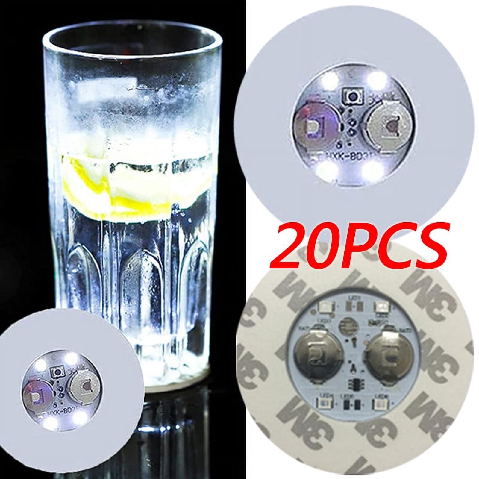 LED Coasters, 20 Pack RGB LED Bottle Lights,Led Cocktail Cup Mats Light ...