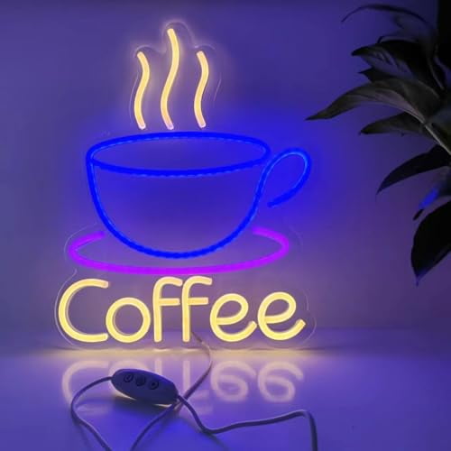 LED Coffee Cup Neon Sign Large 5V USB Powered Acrylic Neon Lights with ...