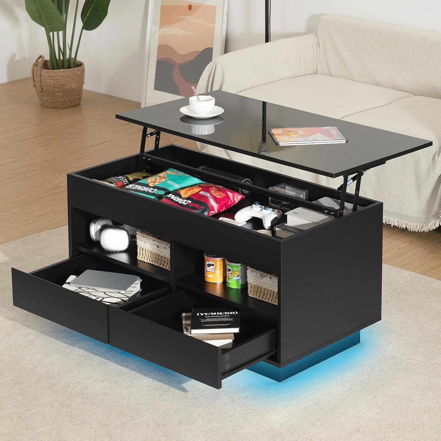 LED Coffee Tables for Living Room Set, Lift Top Coffee Table & LED TV ...