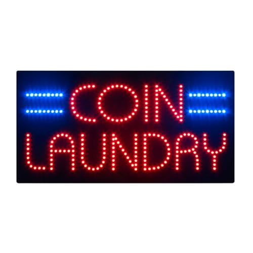 LED Coin Laundry Sign for Business, Super Bright LED Open Sign for ...