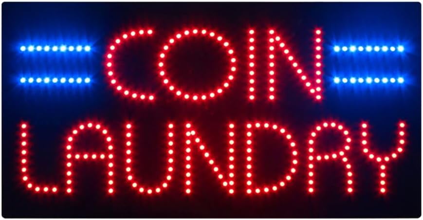 LED Coin Laundry Sign for Business, Super Bright LED Open Sign for ...