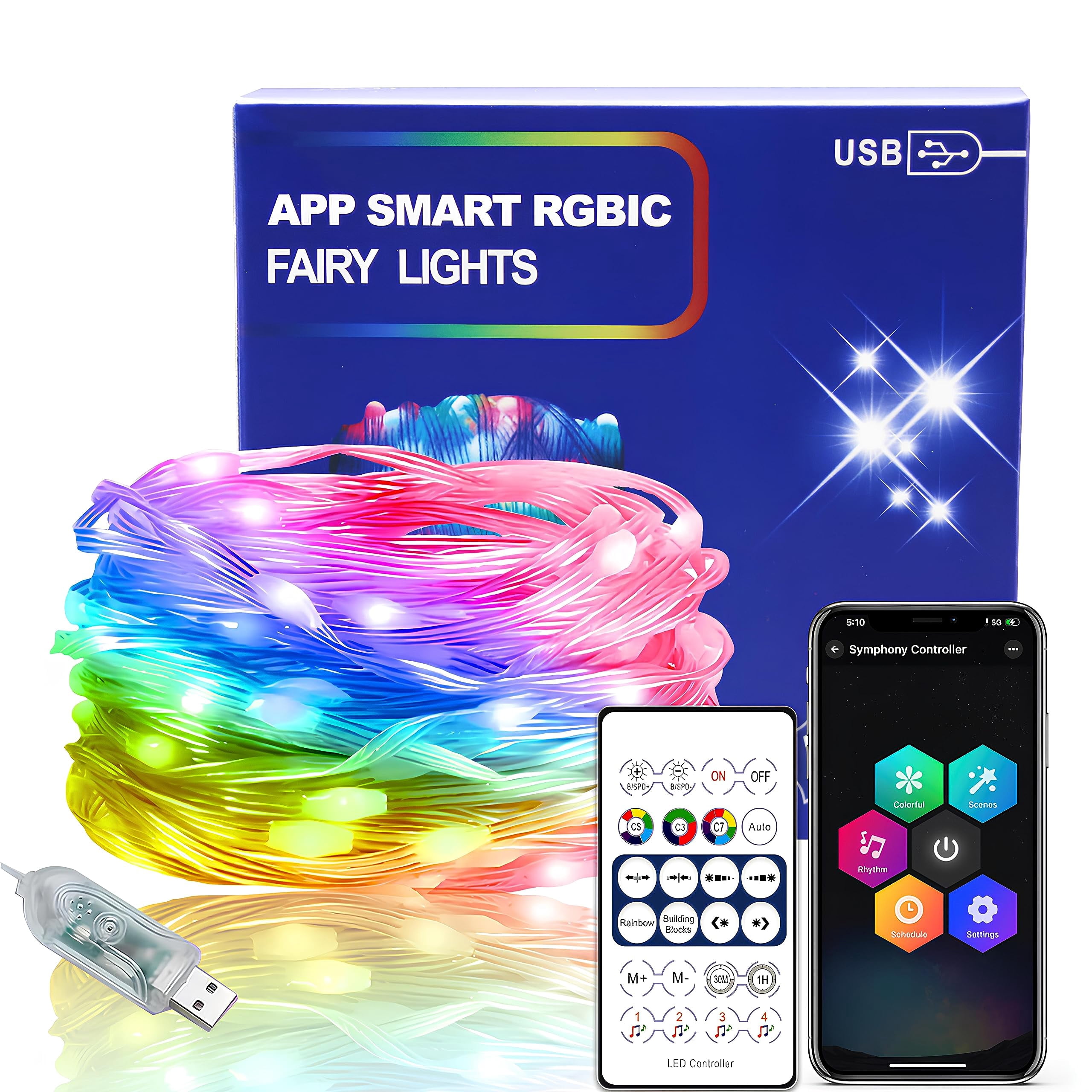 LED Color Changing Strip Lights, 5V USB Powered, Music Sync RGB ...