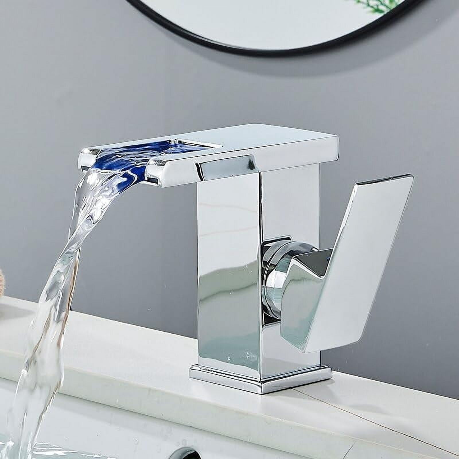 LED Color Waterfall Bathroom Basin Faucet Hydroelectric Power LED ...
