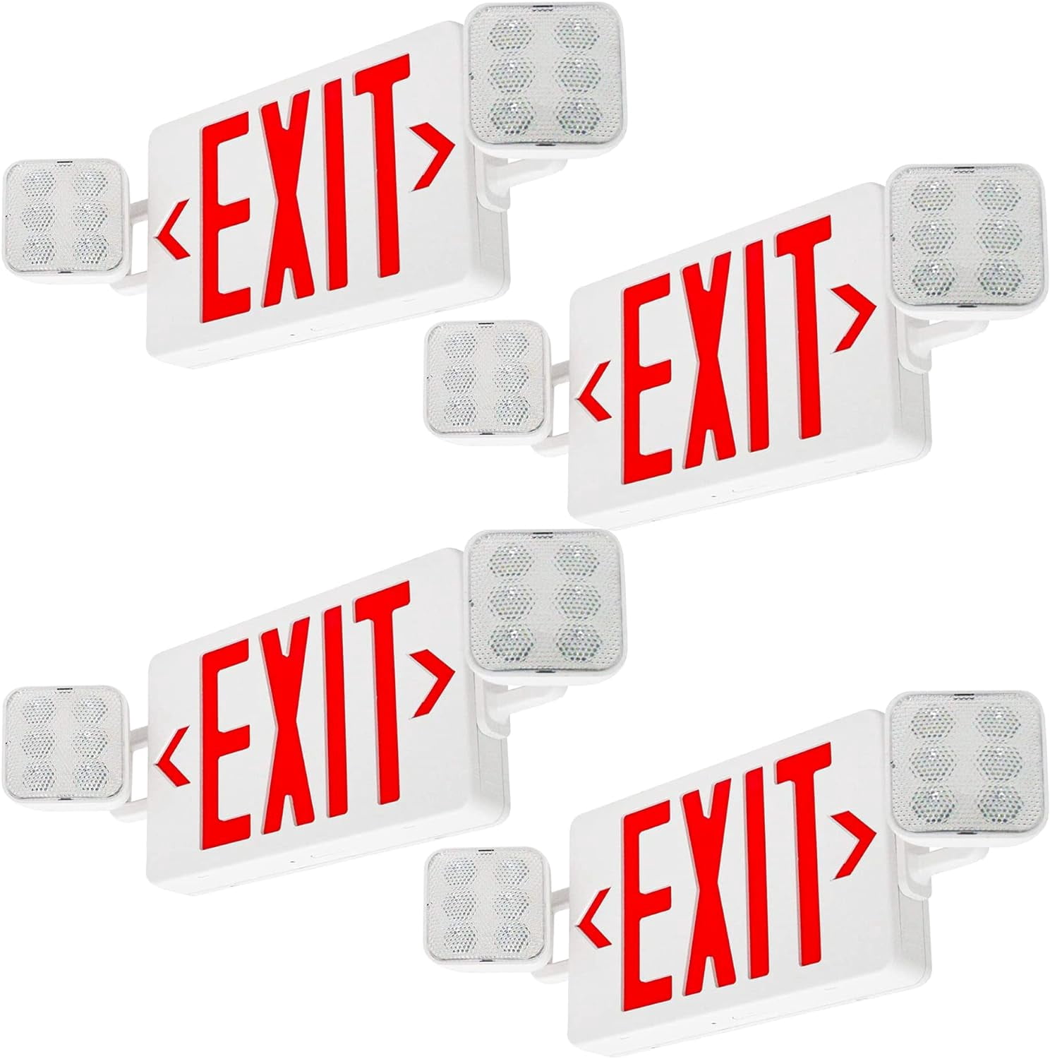 LED Combo Exit Sign Emergency Light, Double Sided Letters with Two LED ...