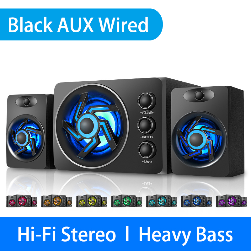 LED Computer Speaker 4D Surround Sound Mini Subwoofer Music Speaker for ...