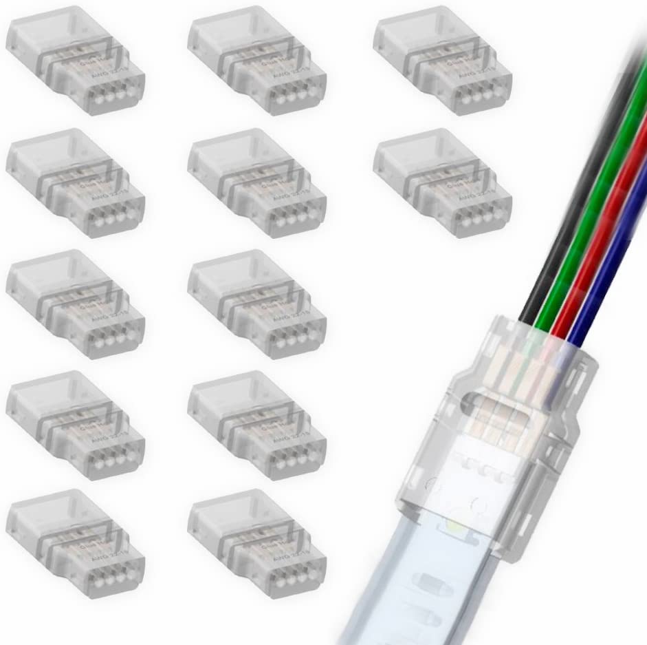 LED Connector for 10MM Wide IP68 RGB LED Strip Light- Strip to Wire ...