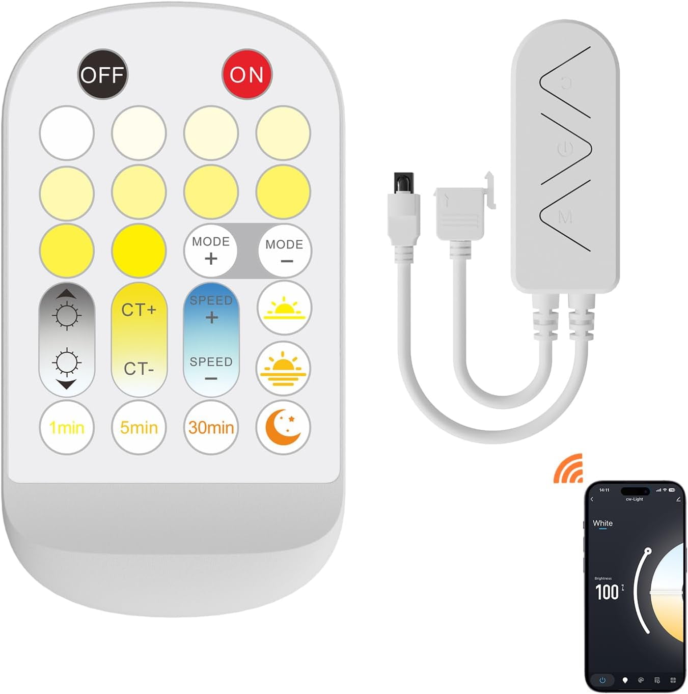 LED Controller Dimmer for CCT COB LED Strip Light,with APP Control,IR ...