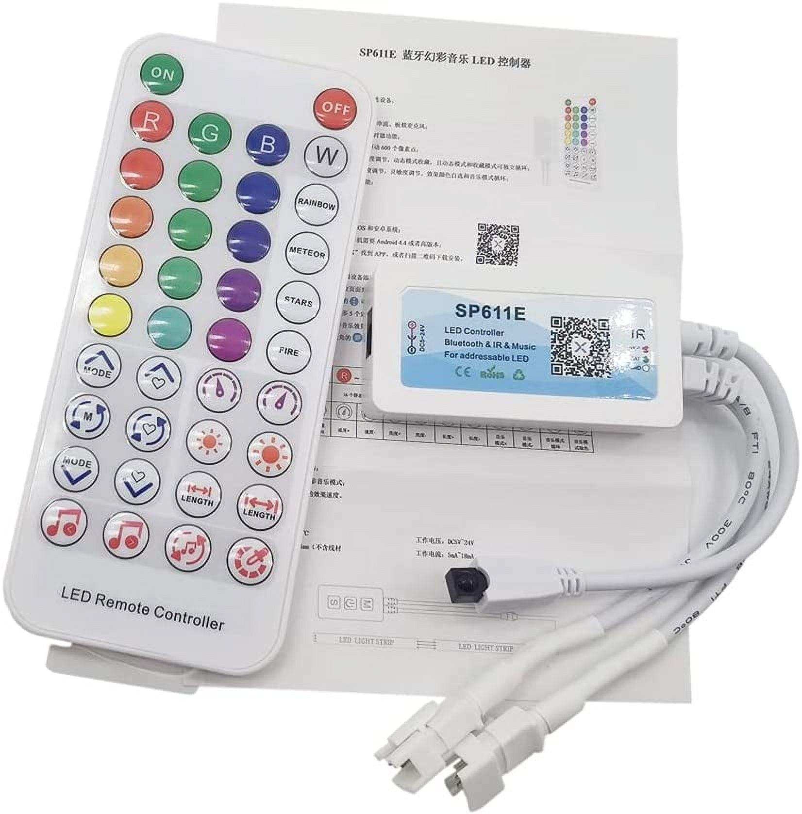 LED Controller SP611E Bluetooth Music App for WS2811WS2812 Addressable ...