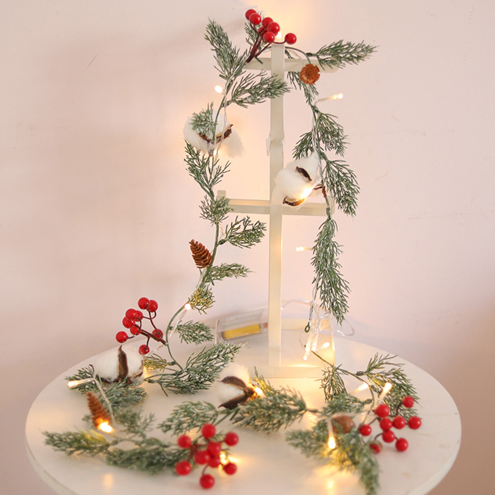 LED Copper Christmas Tree Lights with Rattan Whip - 78.74in Battery ...