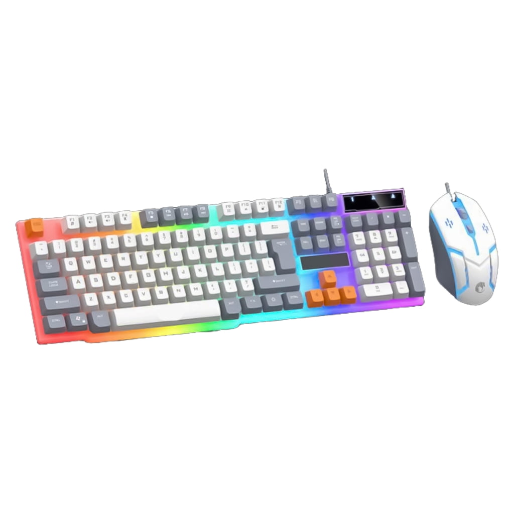 LED Corded Gaming Keyboard Mouse Combo Keyboard Adjustable 1600DPI ...