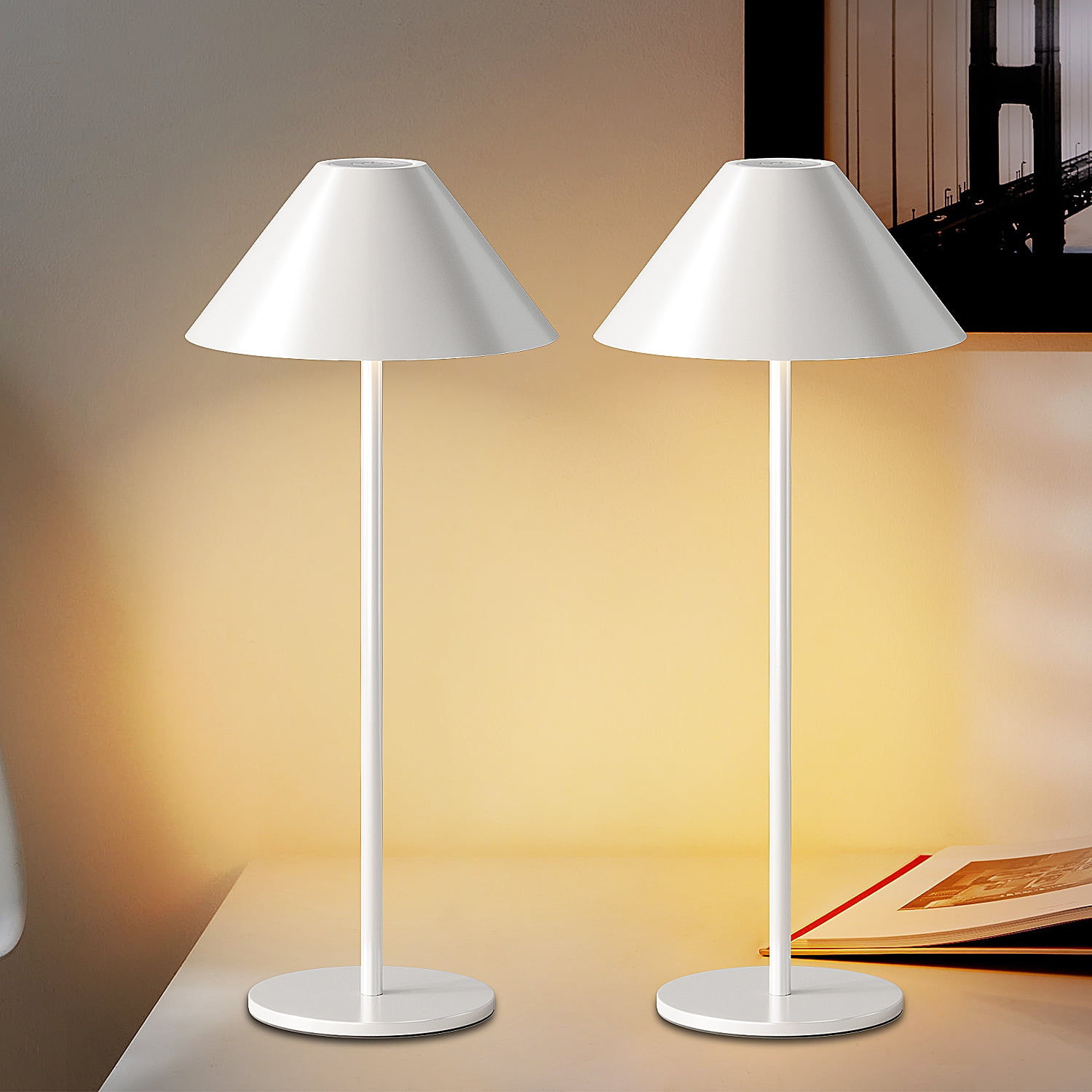 LED Cordless Touch Table Lamp, 4000mAh USB Powered, Dimmable, Pack of 2 ...