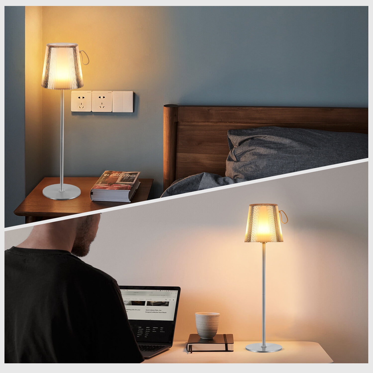 LED Cordless Dimmable Table Lamp, Long Lasting 5W/2600mAh Rechargeable ...
