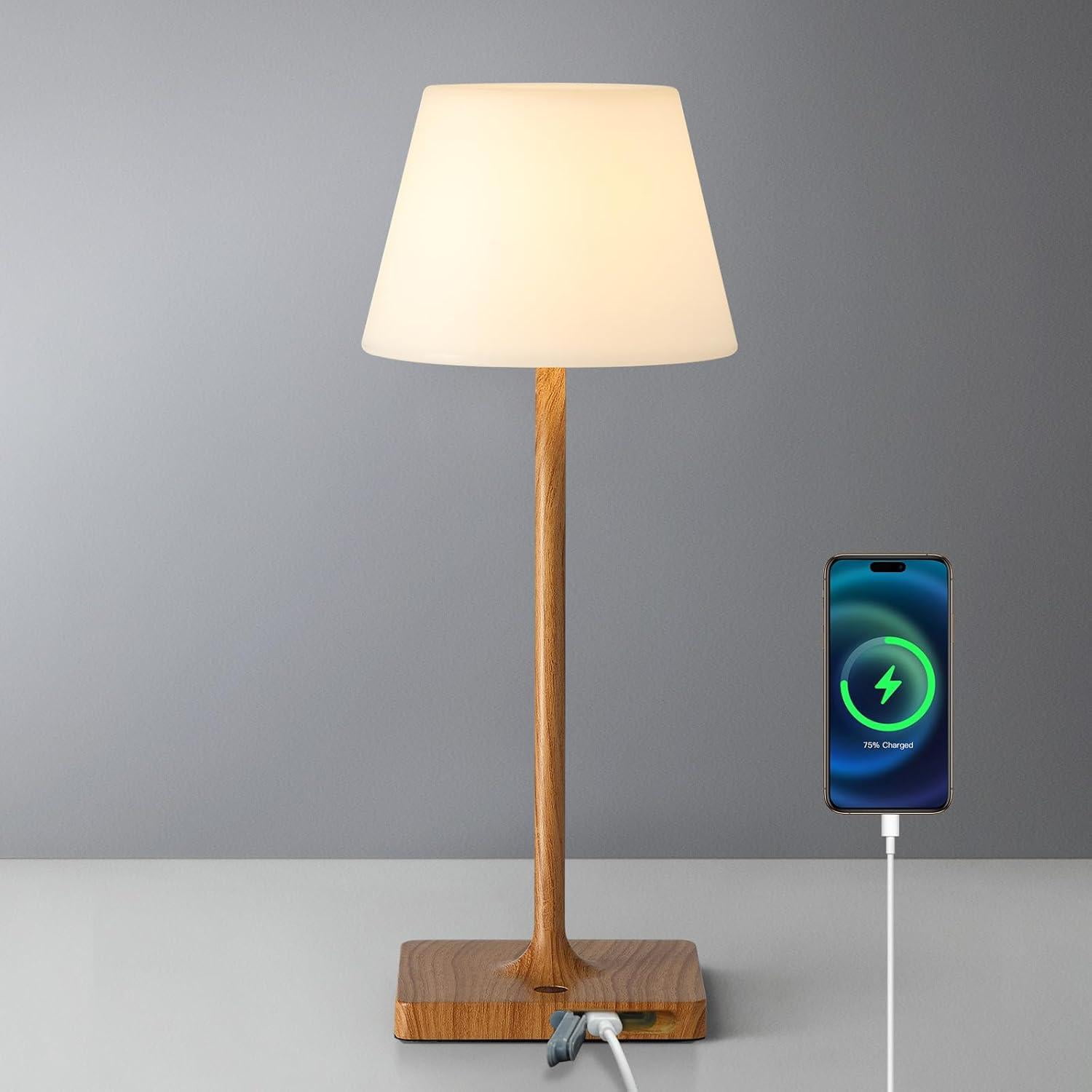 LED Cordless Table Lamp, 4000mAh Portable Rechargeable Battery Powered ...