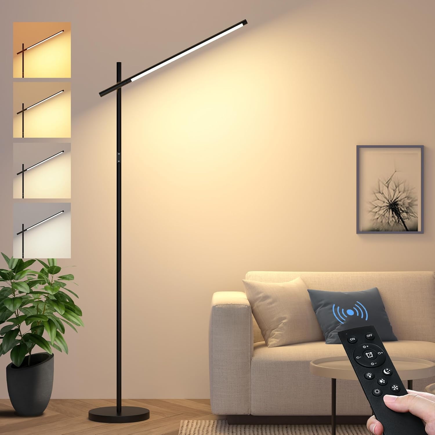 LED Corner Floor Lamp, 360°Rotating Head, Super Bright 1800LM Dimmable ...
