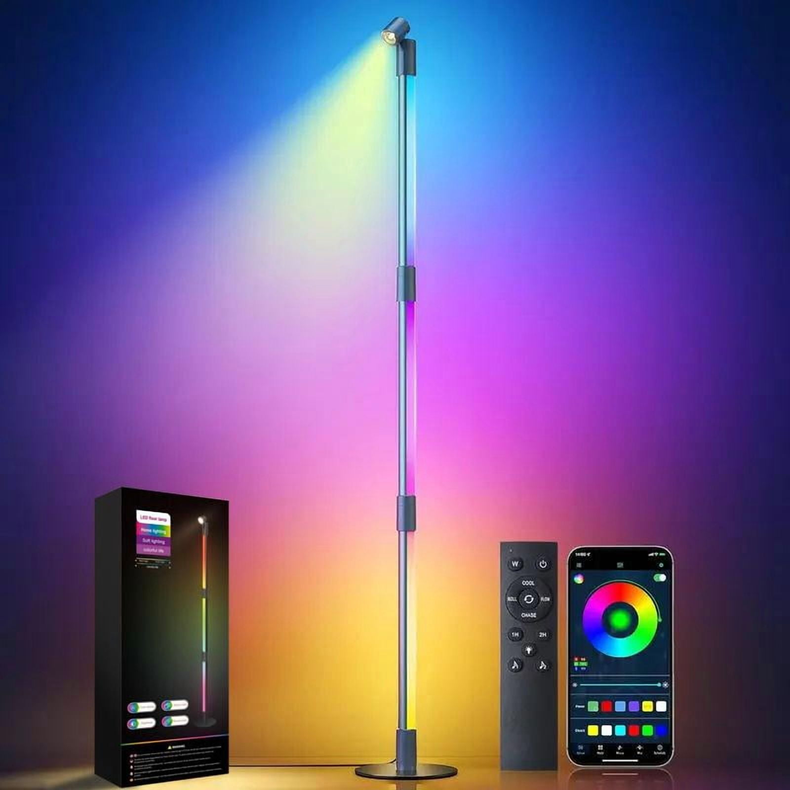 LED Corner Lamp, 360° Rotation RGB Floor Lamp with Spotlight, Bluetooth ...