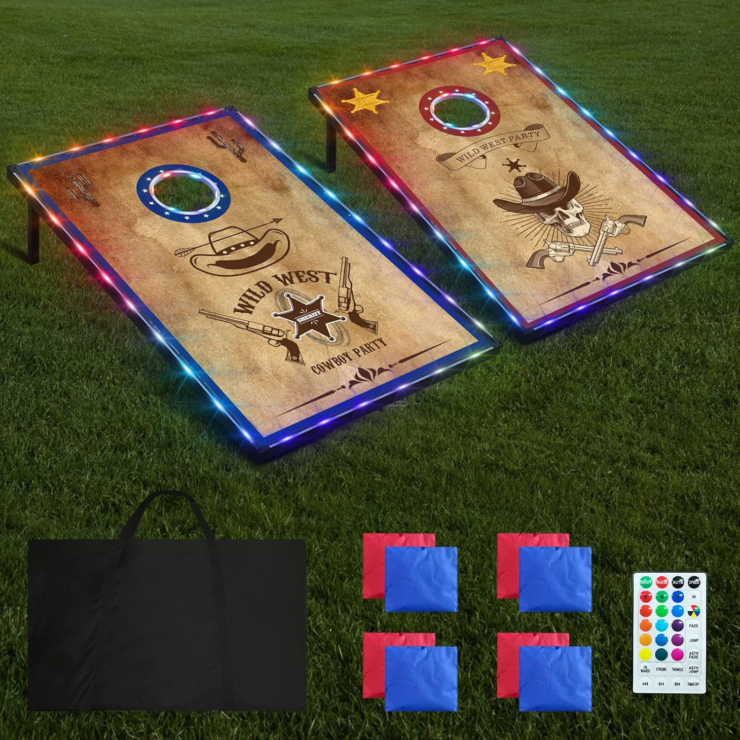 LED Cornhole Board Set, 4'x2'/3'x2' Regulation Size Cornhole Boards ...
