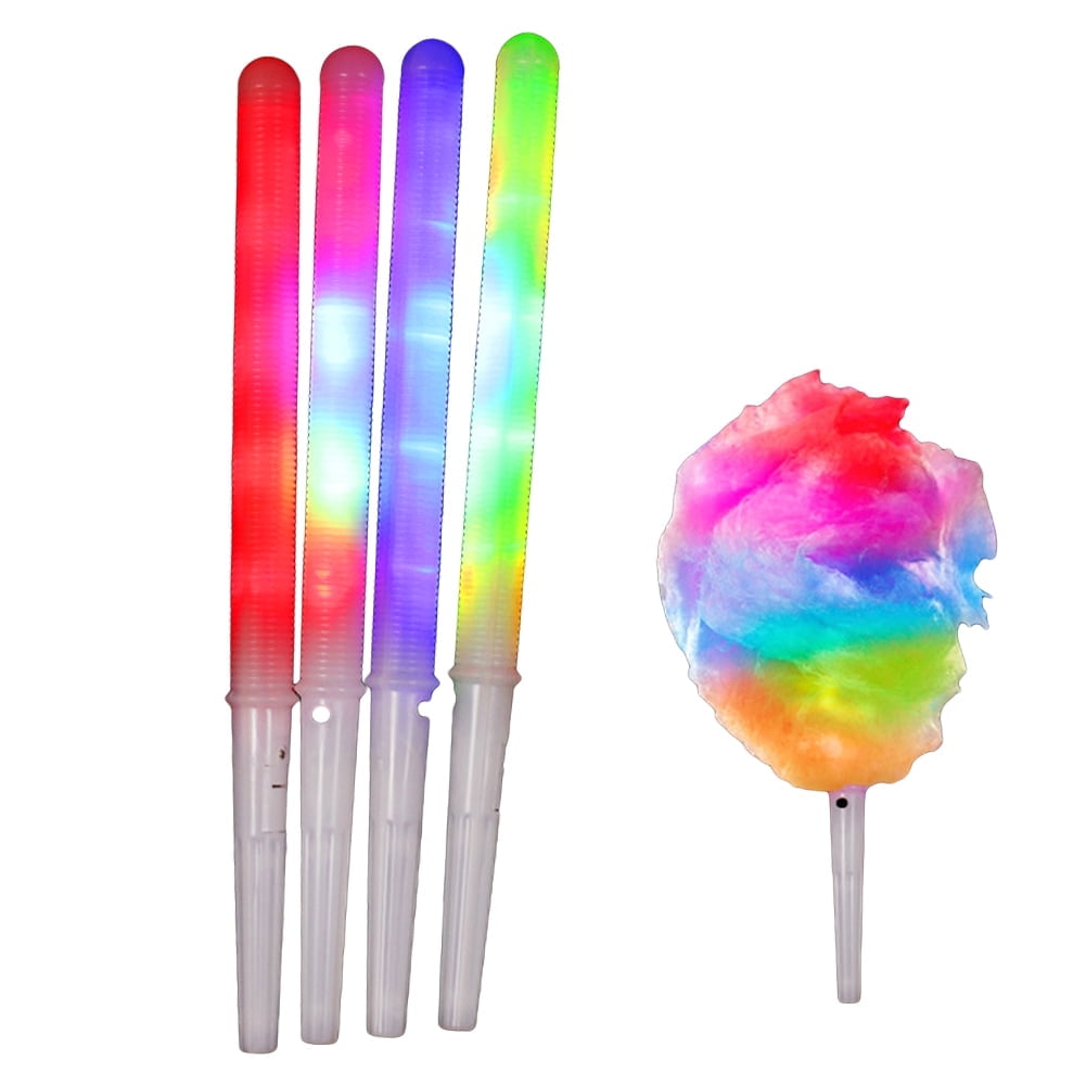 LED Cotton Candy Cones Reusable Cotton Candy Sticks LED Glowing Cotton ...