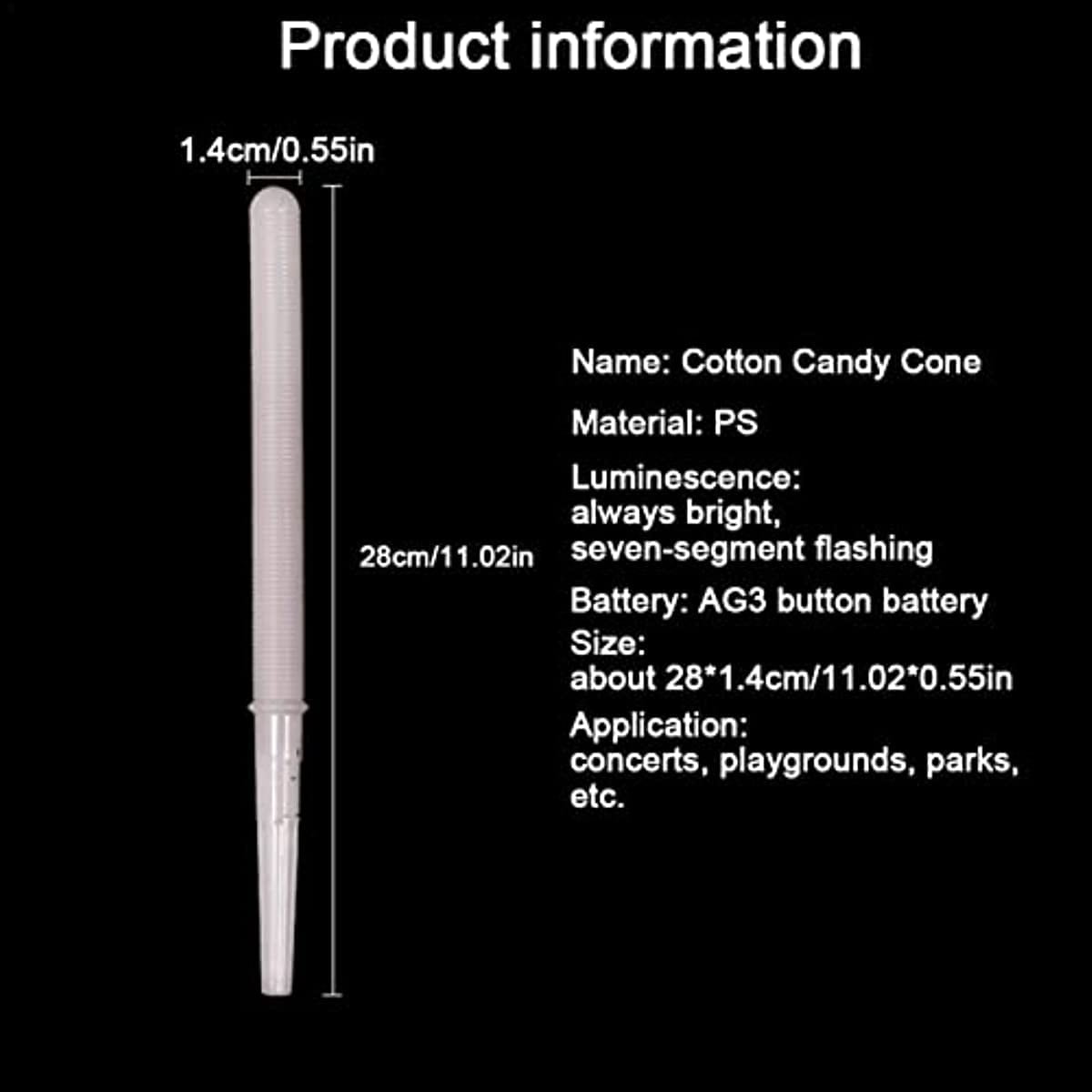 LED Cotton Candy Cones Reusable Cotton Candy Sticks LED Glowing Cotton ...