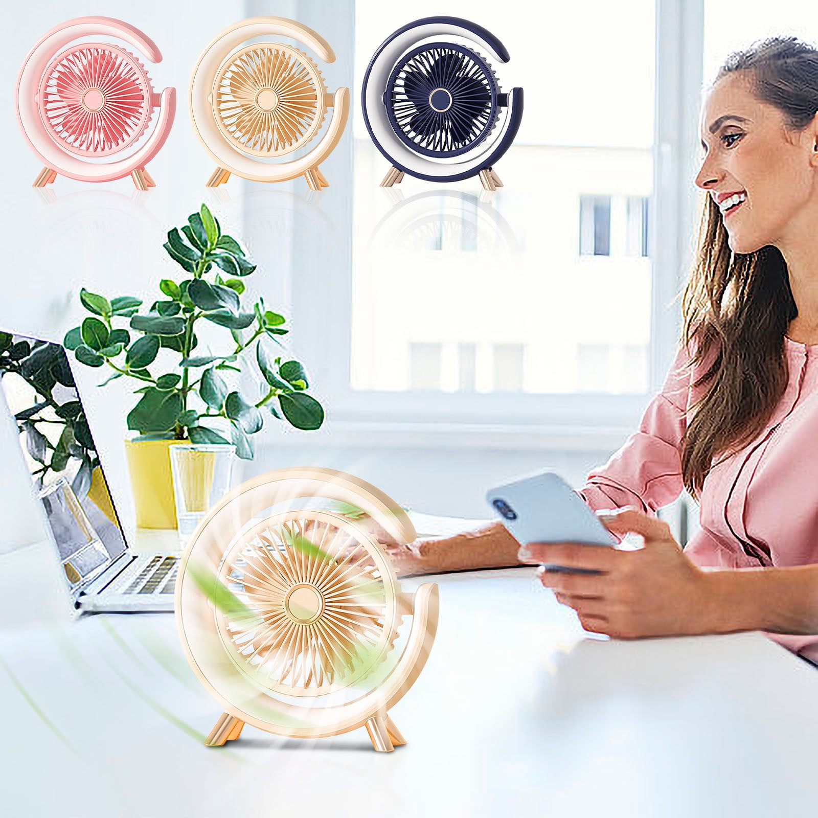 LED Cozy Desk Fan, Silent Five-speed Air Circulator, Built-in Photo ...