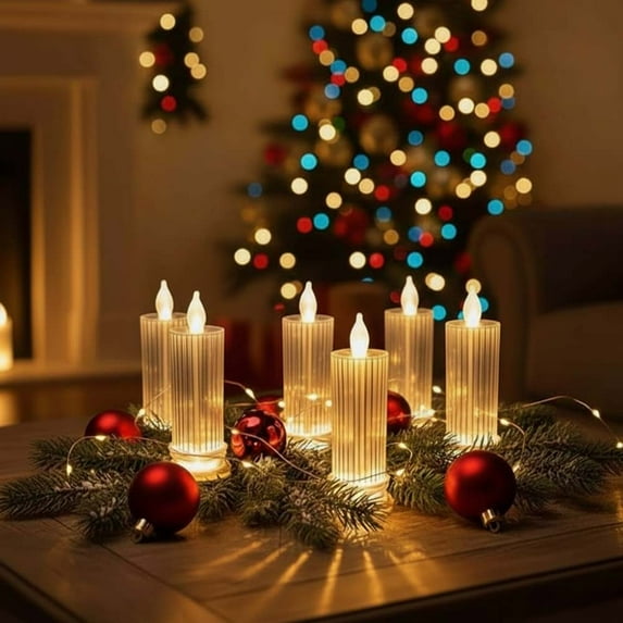 LED Crystal Candle Lights, Realistic Flickering Flames, Flameless ...