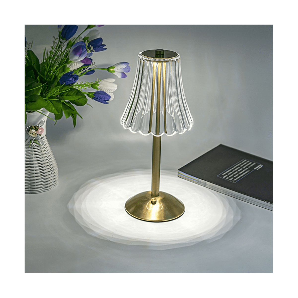 LED Crystal Decorative Table Lamp 800MAh Rechargeable Atmosphere Night ...
