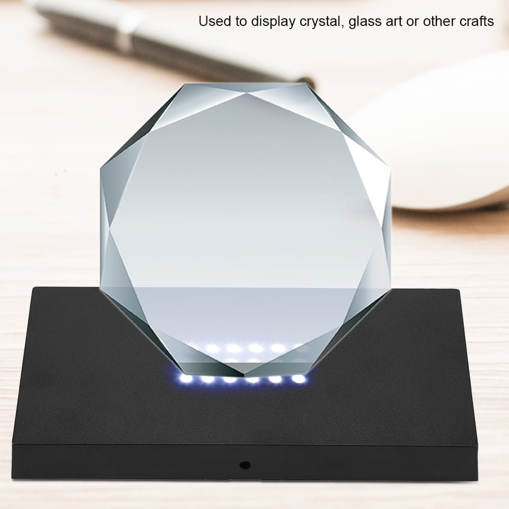LED Crystal Display, With LED Light Crystal Glass Art Base Holder LED ...