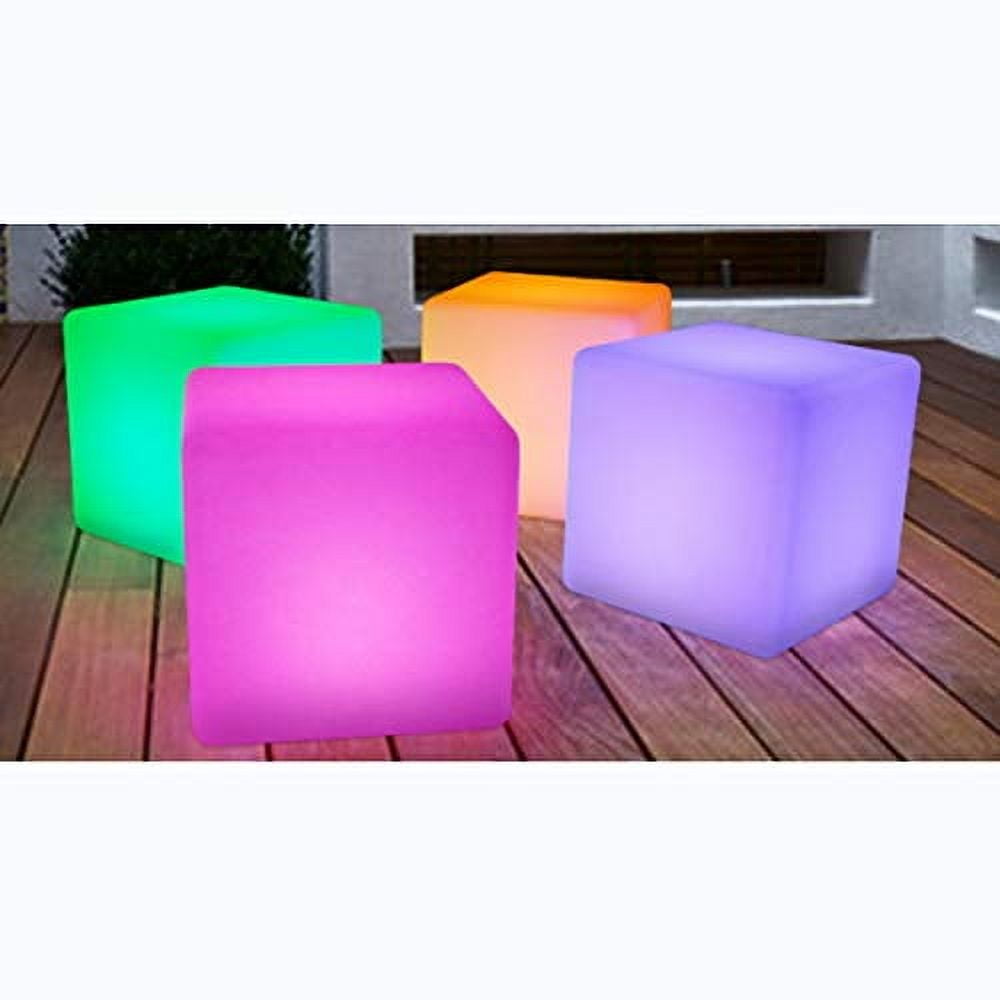 LED Cube Glowing Stools 16 Color Changing LED Light Up Bar Stool Cube ...