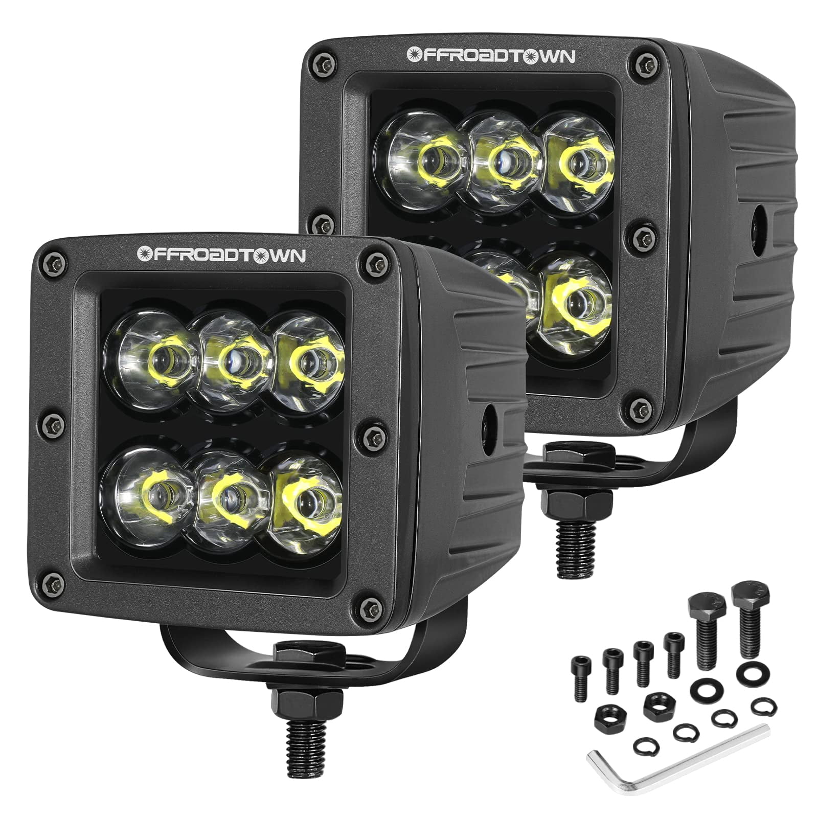 LED Cubes, OFFROADTOWN 3inch SSF20 120W CREE LED Pods Driving Lights Cubes Ditch Light Off Road ...